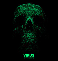 Skull constructed with green binary code Vector Image