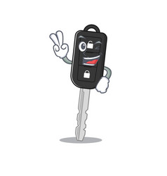 Smiley mascot car key cartoon character Royalty Free Vector