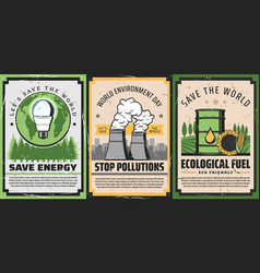 Poster design for stop pollution with earth Vector Image