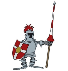 Cartoon knight holding a sign Royalty Free Vector Image