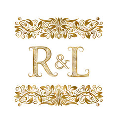 R and h vintage initials logo symbol letters Vector Image