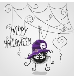 Cute halloween with owl black cat and spider Vector Image