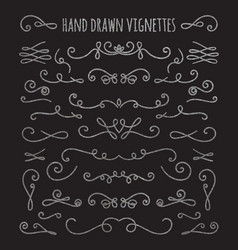 Set of silver textured hand drawn vignettes Vector Image