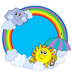 Rainbow circle with party sun Royalty Free Vector Image