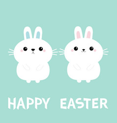 Bunny rabbit in corner waving paw print hands Vector Image