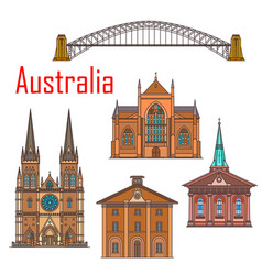 Australia sydney architecture facades icons Vector Image
