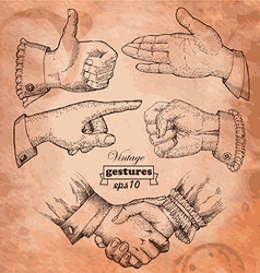 Set antique hands engravings Royalty Free Vector Image