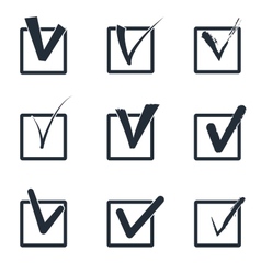 Check boxes with ticks set of sixteen icons Vector Image