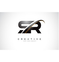 Rs r s letter logo design with swoosh and black Vector Image