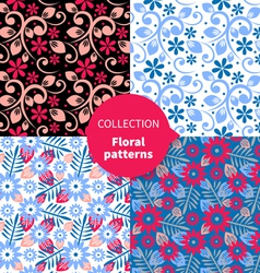 Abstract floral seamless pattern set Royalty Free Vector