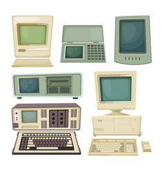 Happy cartoon desktop computer Royalty Free Vector Image