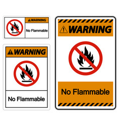 Warning no flammable symbol sign on white Vector Image