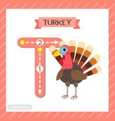 Letter t uppercase tracing turkey bird Royalty Free Vector