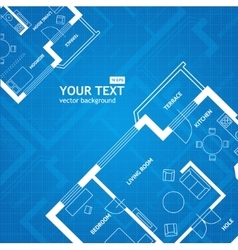 Blue architectural background with plans Vector Image