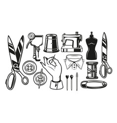 Button needle and pin tailor shop design Vector Image