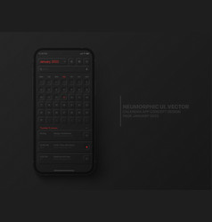 Calendar mobile ios app january 2022 ui ux Vector Image