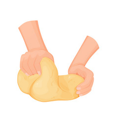 Kneading dough hands set rolled out Royalty Free Vector