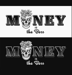 Text label with skull cash money 100 dollar bill Vector Image