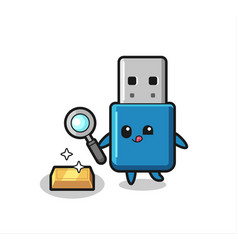 Flash drive usb character is checking Royalty Free Vector