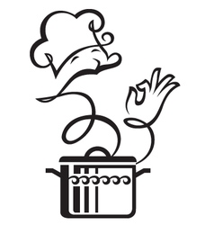 Male chef using frying pan Royalty Free Vector Image