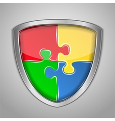Shield with puzzle pieces Royalty Free Vector Image