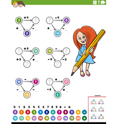 Maths calculation educational game for kids Vector Image