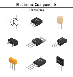 Big set isometric electronic components Royalty Free Vector