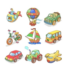 Cartoon collection of Transportation- Colored Vector Image