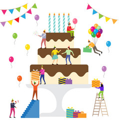Woman with birthday framework and balloons Vector Image