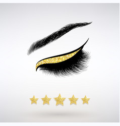 Eyelashes with gold stars design Royalty Free Vector Image