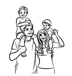 Family graphic color hand-drawn sketch Royalty Free Vector