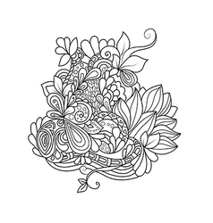Doodle art flowers entangle floral pattern Vector Image