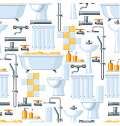 Bathroom interior plumbing seamless pattern Vector Image
