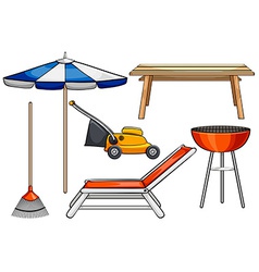 Large set household items and toys on white Vector Image