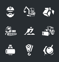 Yellow construction machines icons set Royalty Free Vector