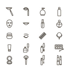 Beautiful female make up signs thin line icon set Vector Image
