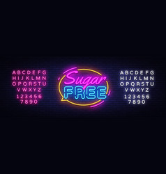 Sugar free neon text sugar neon sign Royalty Free Vector