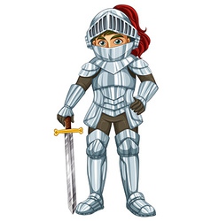 Handsome brave smiling knight character Royalty Free Vector