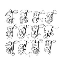 Calligraphy lettering script font t set hand Vector Image