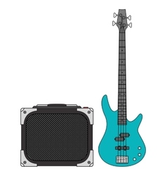 Electric Bass Guitar and Amplifier Royalty Free Vector Image