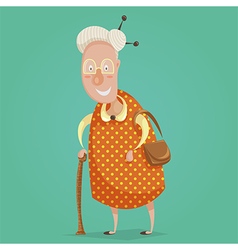 Old lady with walking stick Royalty Free Vector Image