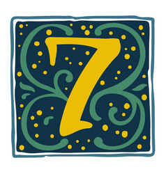 7 logo number seven medieval grunge gothic Vector Image