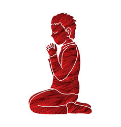 Boy and girl praise god prayer christian praying Vector Image