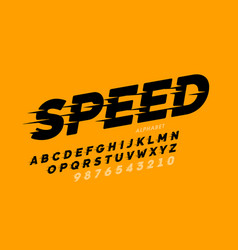 Top speed style font alphabet and numbers Vector Image