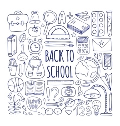Notebook cover template with school supplies Vector Image