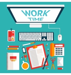 Workspace top view office desk Royalty Free Vector Image