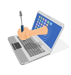 Laptop computer fix and repair Royalty Free Vector Image