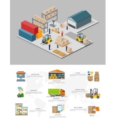Warehouse outside view isometric Royalty Free Vector Image