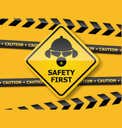 Banner safety first seamless tape danger yellow Vector Image
