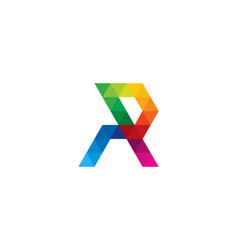 R colorful low poly letter logo icon design Vector Image
